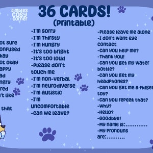 Bluey Themed Printable Communication Cards for Non-verbal and ...
