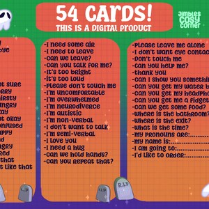 54 Halloween Themed Printable Communication Cards for Neurodivergent ...