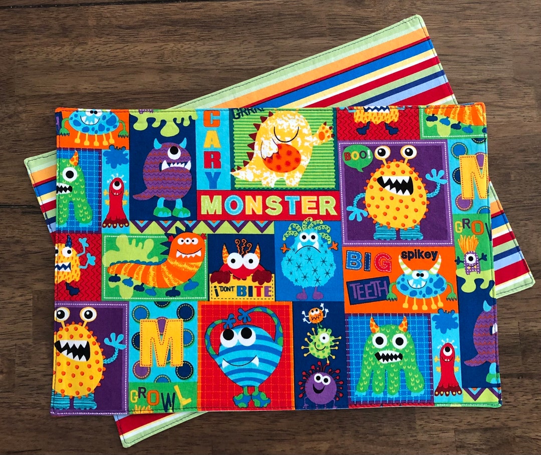 Little Monsters & Stripes Double-sided Reversible Placemat - Etsy