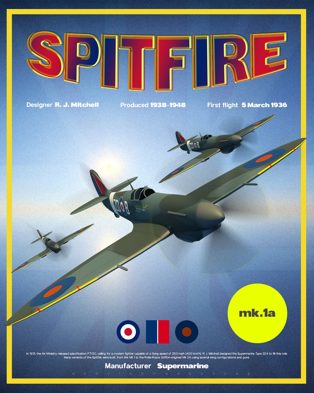 Supermarine Spitfire POSTER A3 - Etsy Australia