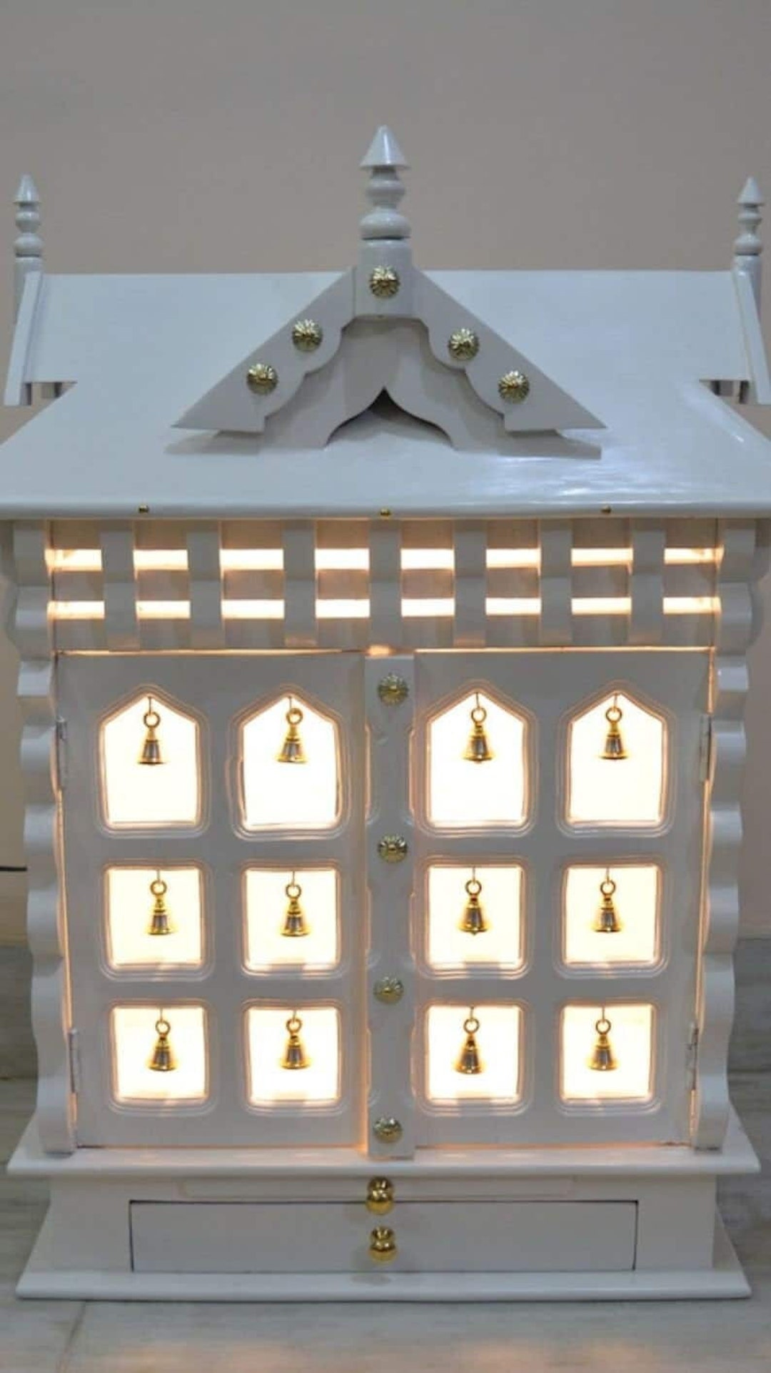 Indian Temple Solid Teakwood Hand Crafted Beautiful White Diko Paint ...