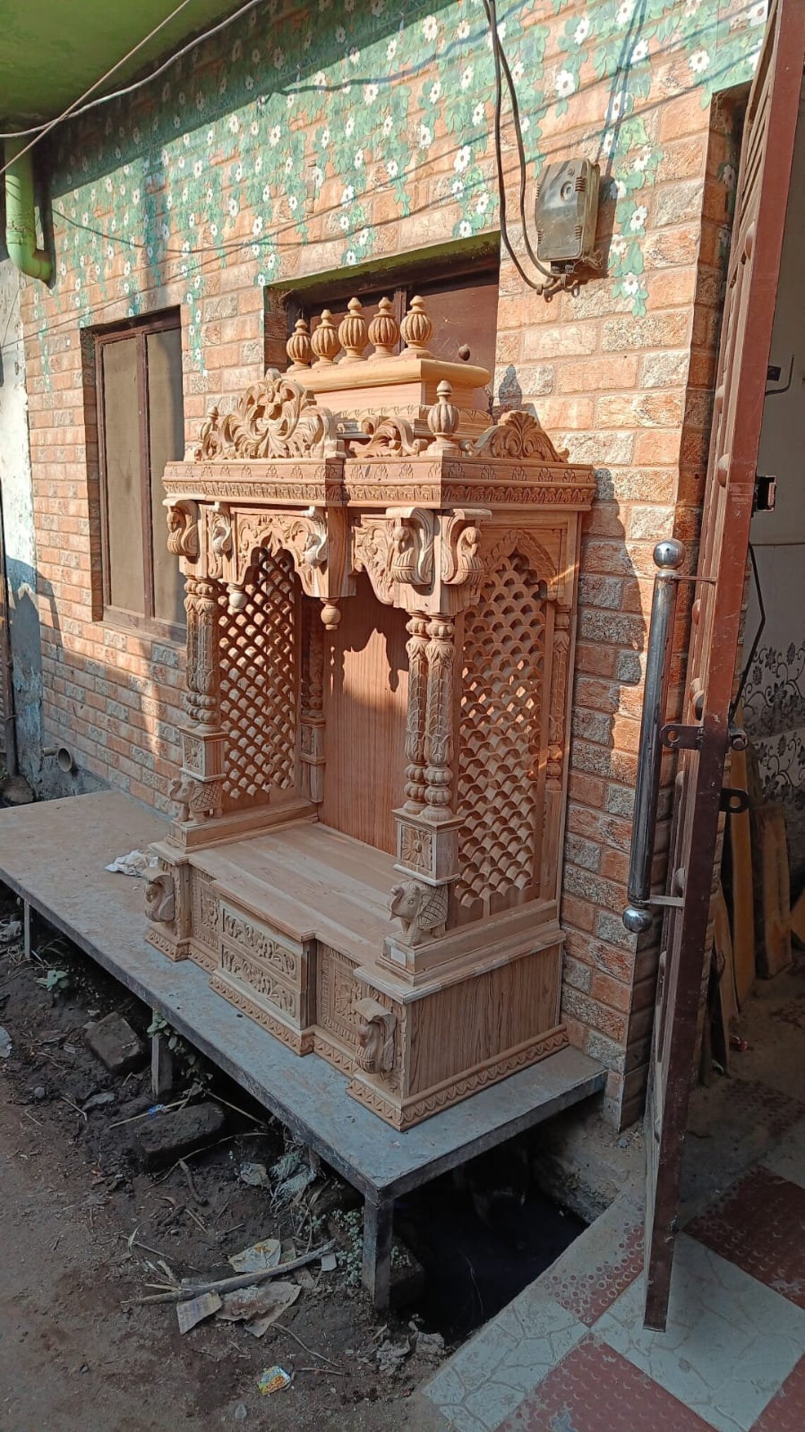 Wooden Pooja Mandir South Indian Home Temple Temple for Home Teak Wood ...