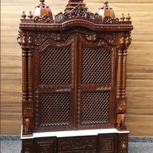 Wooden Handmade Temple Homemade Home Temple Puja Mandir Ghar With Door ...