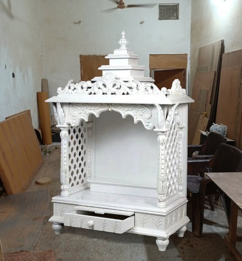 Beautiful Pooja Mandir Wooden Temple Rose Wood Polished Pooja Mandir ...