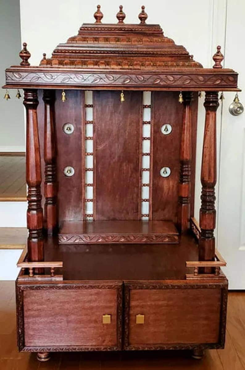 Traditional Wooden Home Temple Pujaa Mandir Handcrafted 55'' Large ...
