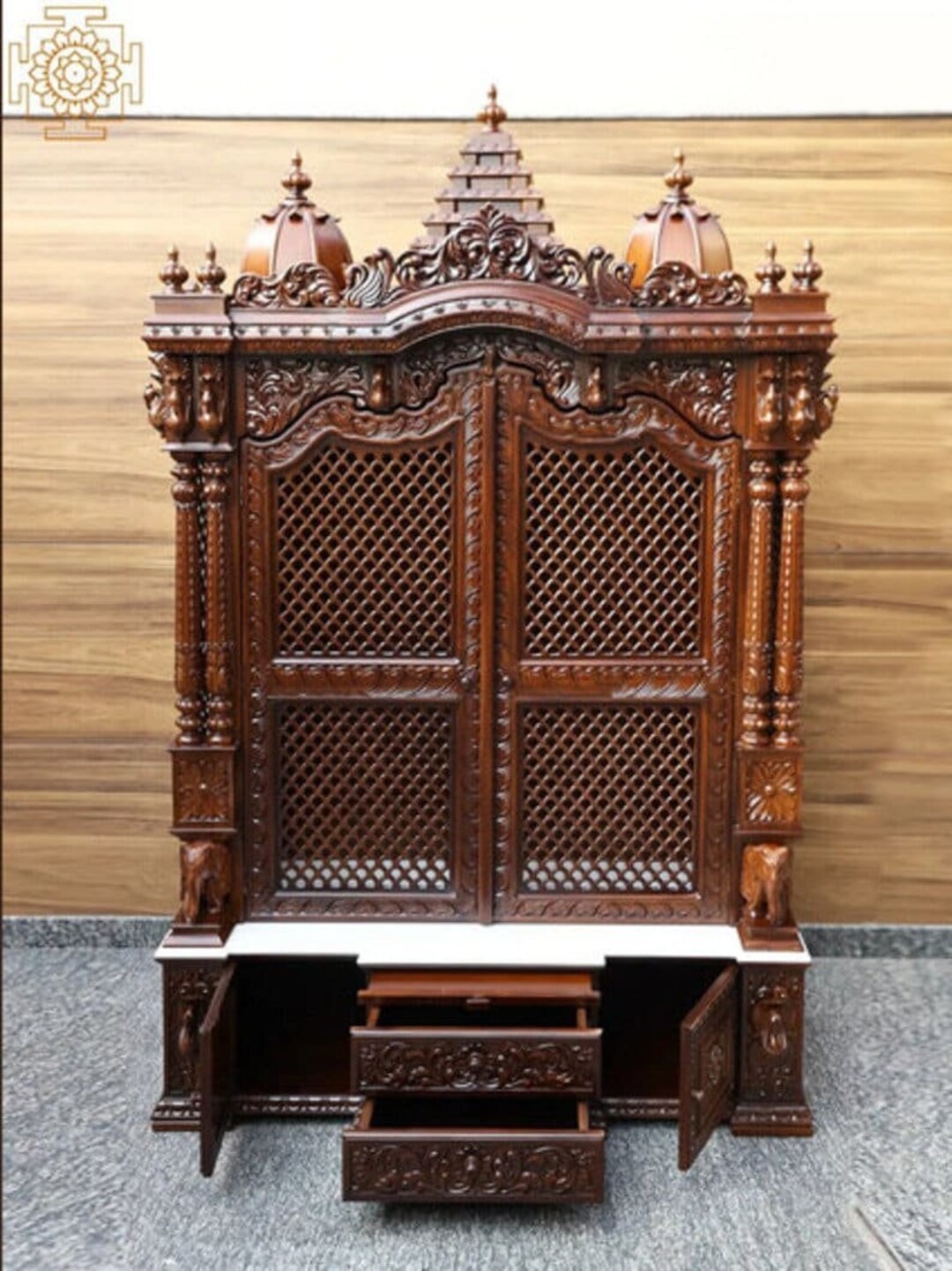 Wooden Handmade Temple Homemade Home Temple Puja Mandir Ghar With Door ...