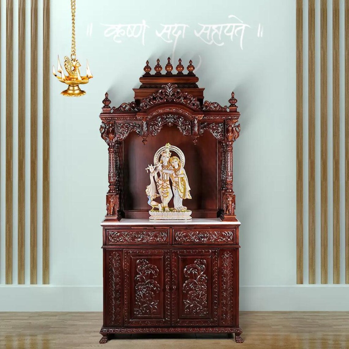 Wooden Hindu Temple With Drawers Temple for Home Indian Temple Designer ...