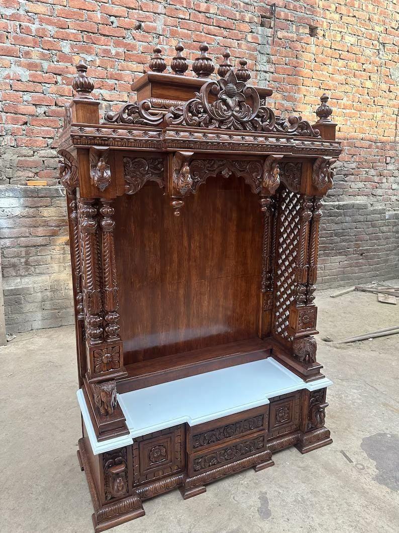 Hindu Mandir Wooden Temple Puja Mandir Ghar With Door Teakwood Temple ...