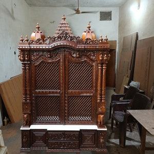 Wooden Handmade Temple Homemade Home Temple Puja Mandir Ghar With Door ...