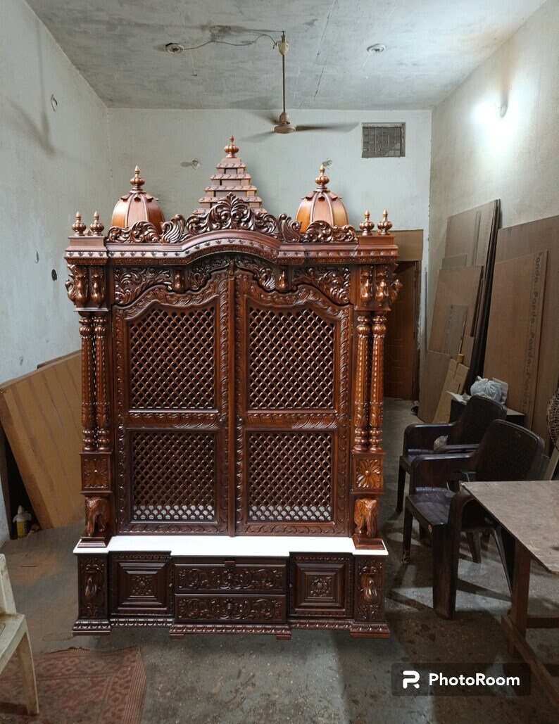 Wooden Handmade Temple Homemade Home Temple Puja Mandir Ghar With Door ...