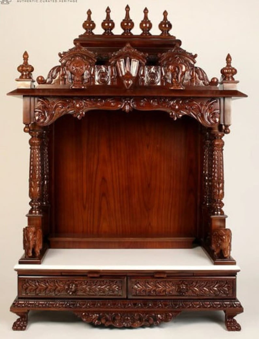 Hindu Mandir Pooja Wooden Temple Puja Mandir Ghar With Door Teakwood ...