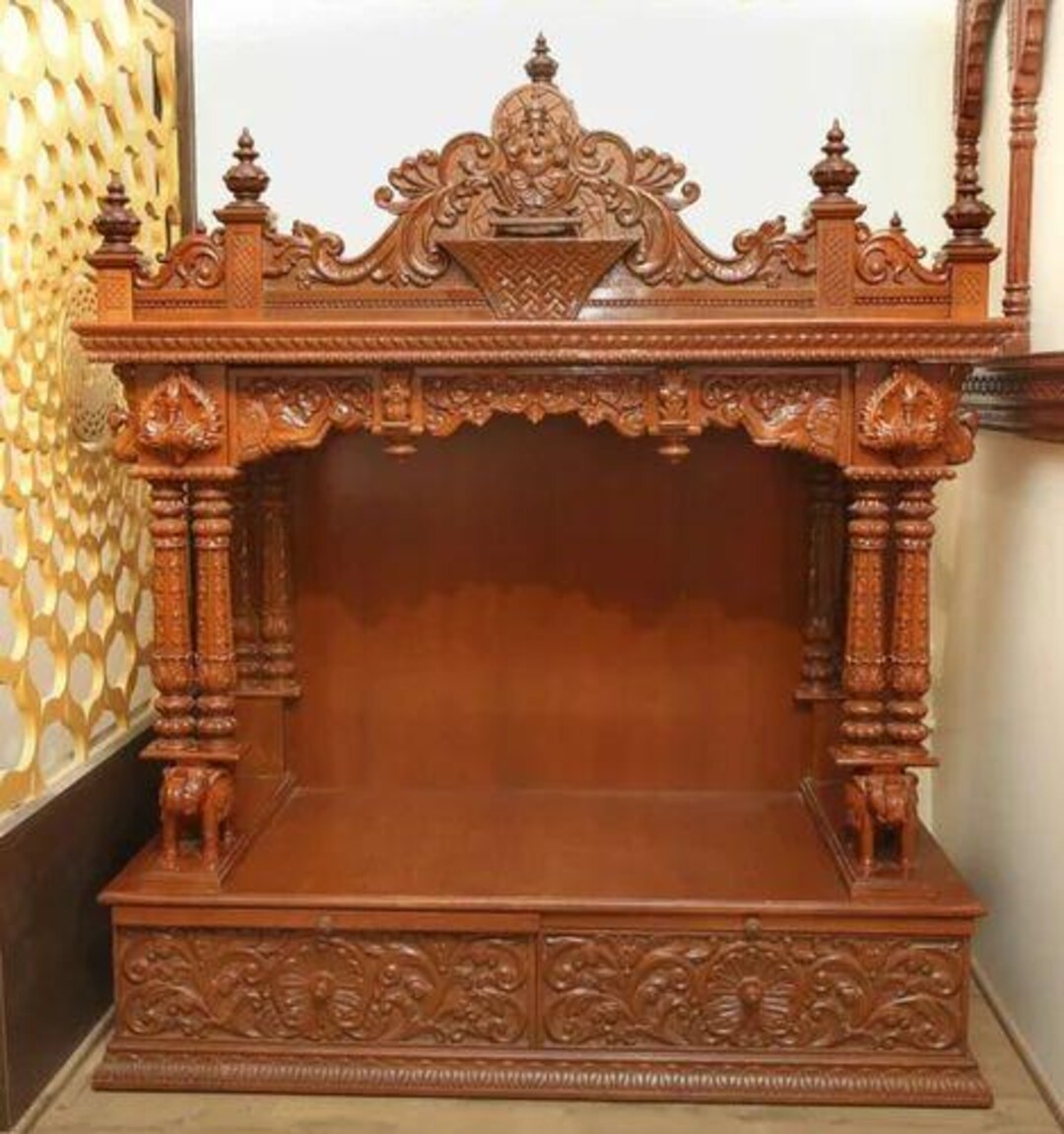 Designer Home Temple Pooja Mandir Temple With Doors & Drawers ...