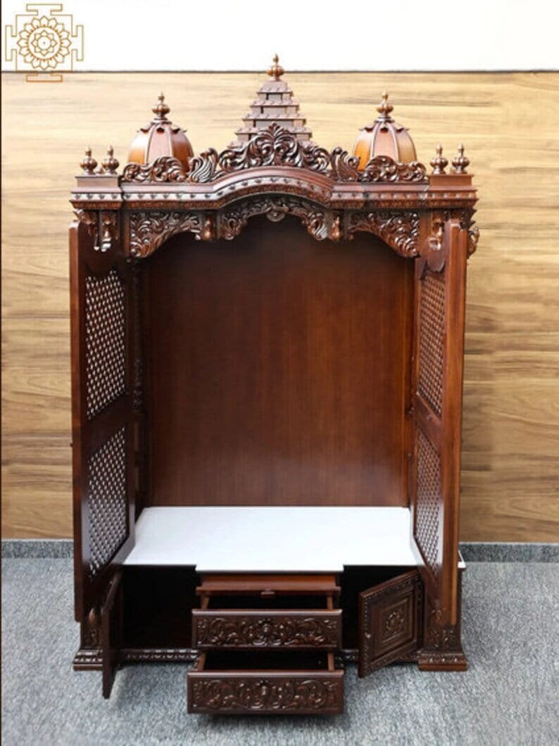 Indian Wooden Temple Homemade Home Temple Puja Mandir Ghar With Door ...