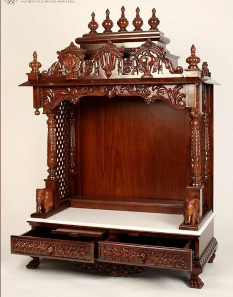Handmade Wooden Temple Puja Mandir Ghar With Door Teakwood Temple Home ...