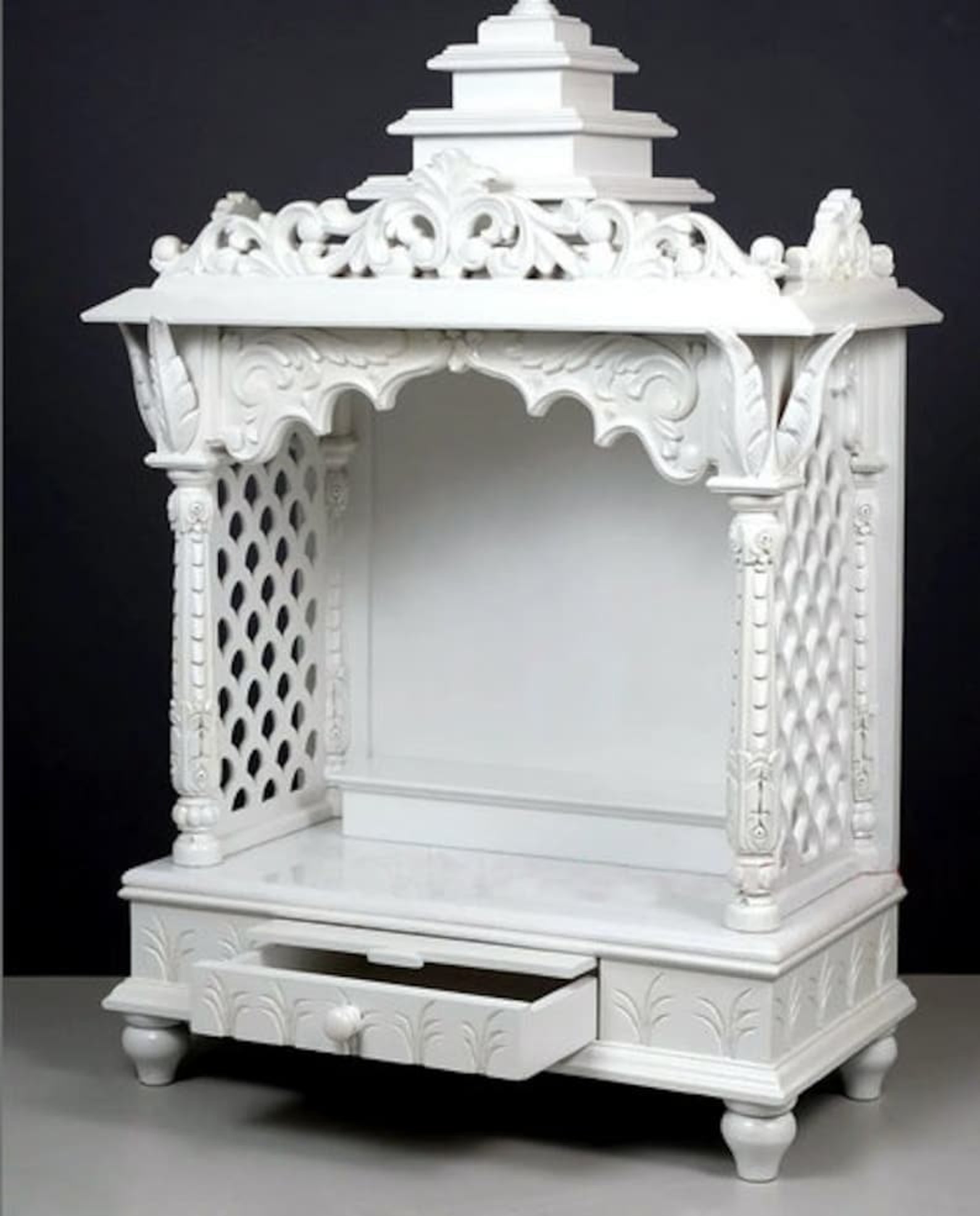 Beautiful Pooja Mandir Wooden Temple Rose Wood Polished Pooja Mandir ...