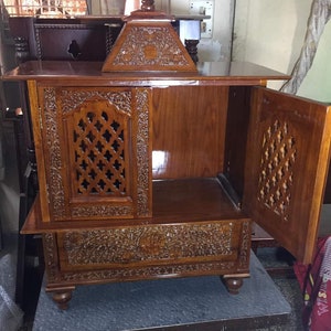 Carving Wooden Temple Puja Mandir Home Temple Teakwood Puja Ghar Wood ...