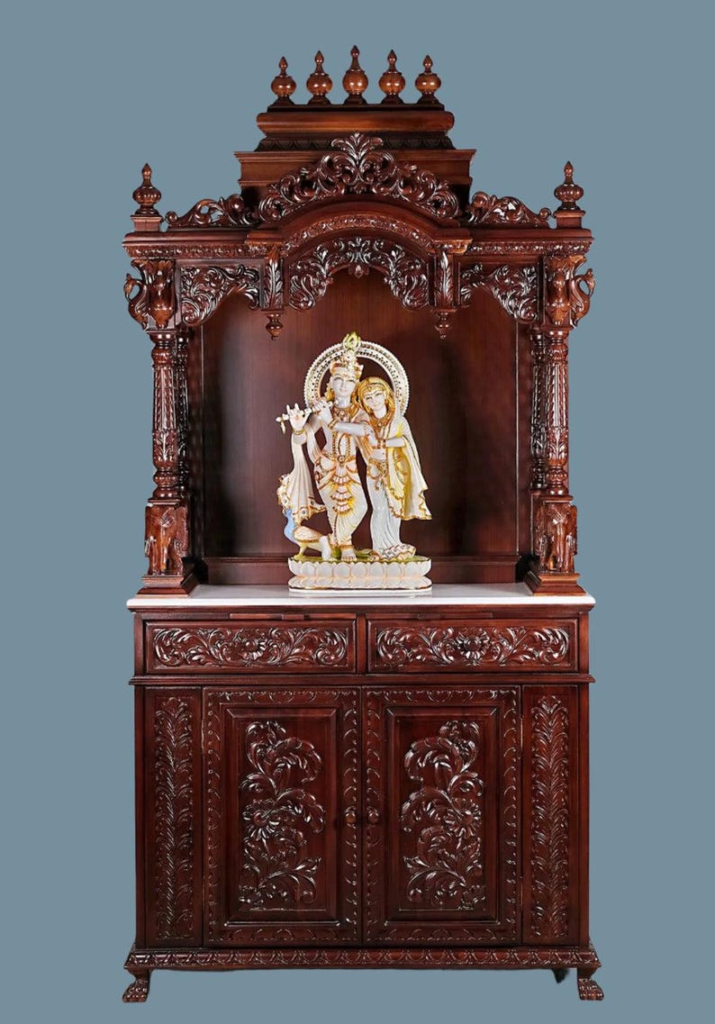 Wooden Hindu Temple With Drawers Temple for Home Indian Temple Designer ...