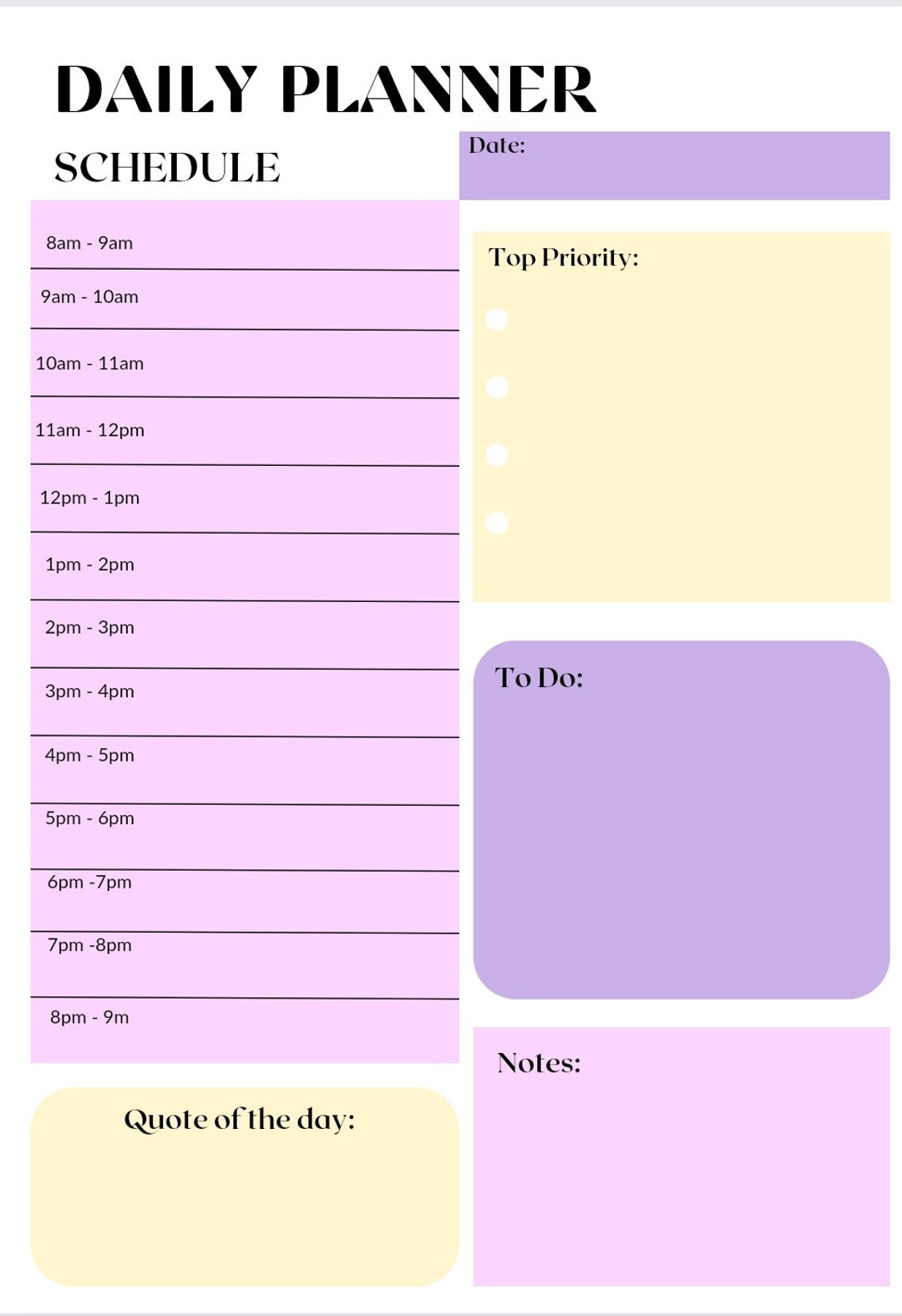 Daily and Weekly Planner - Etsy