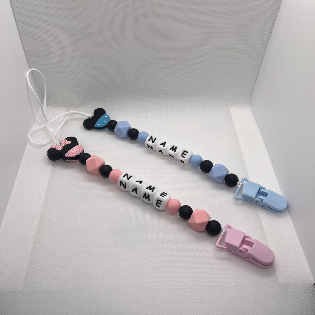 Personalised Mickey Mouse/minnie Mouse Dummy Clip - Etsy