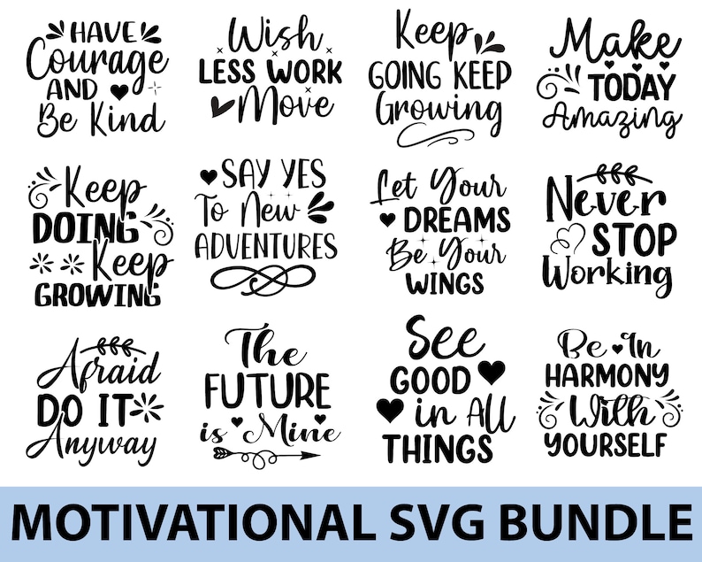 Motivational Quotes Bundle SVG Inspirational Quotes SVG - Etsy