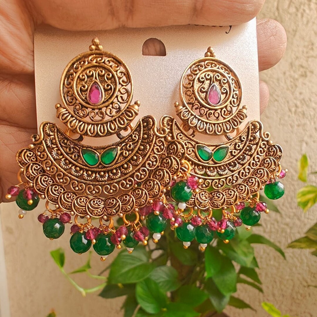 Aum Mangal's South Indian Jhumki Elegance a Regal Gift - Etsy