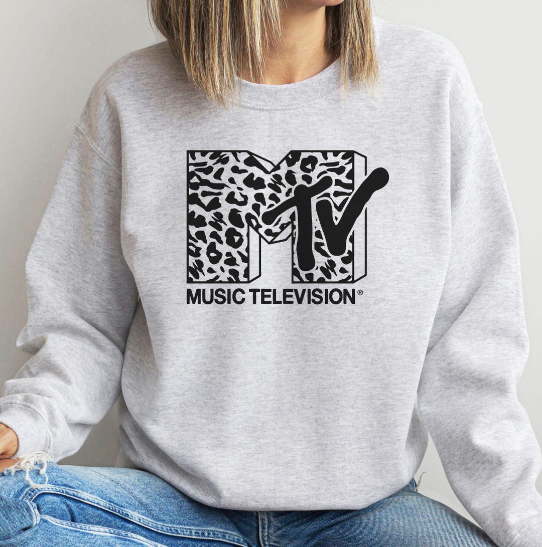 Mtv Crewneck Sweatshirt, 90s MTV Leopard Graphic Sweater, Vintage Band ...