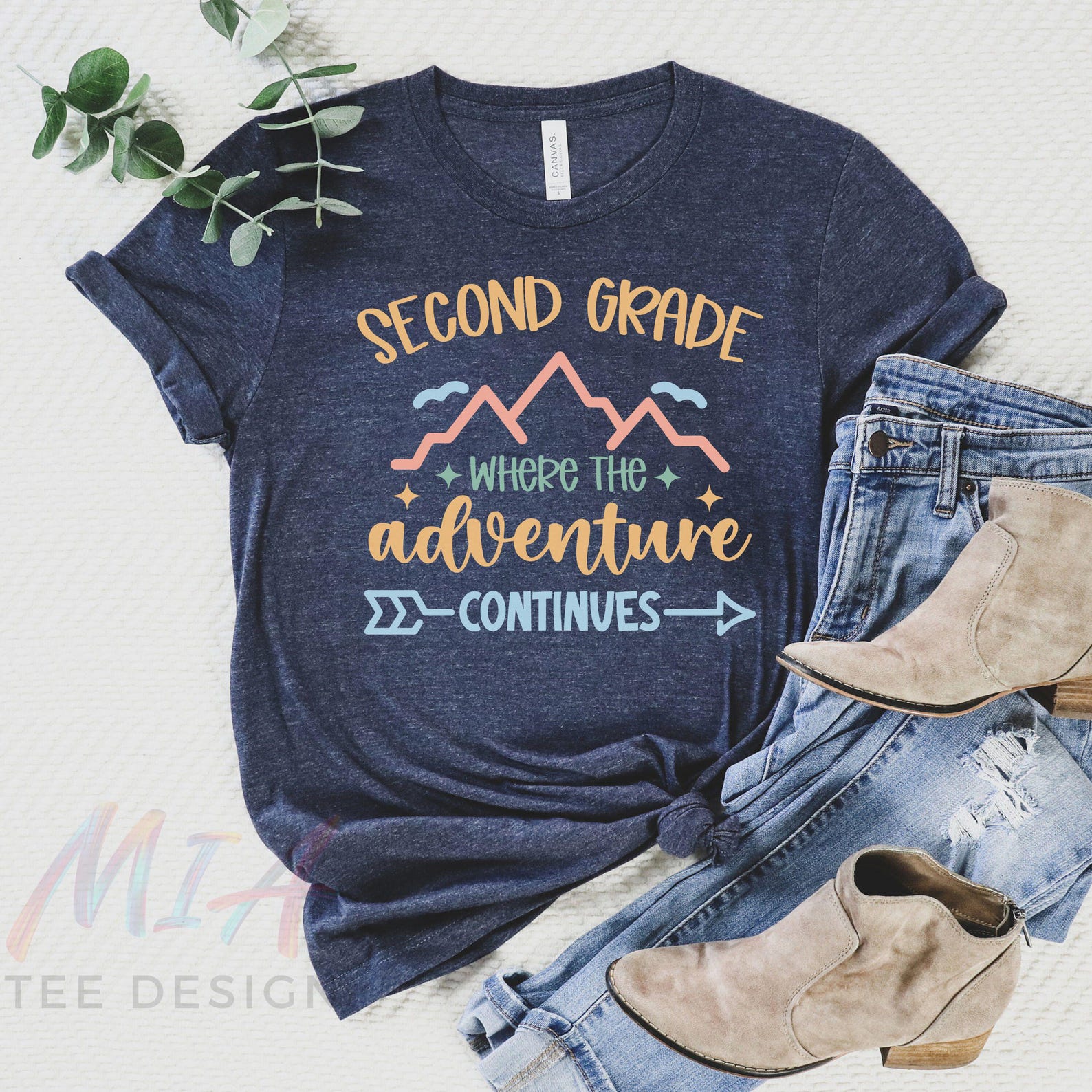 Second Grade Where the Adventure Continues Teacher T-shirt | Second ...
