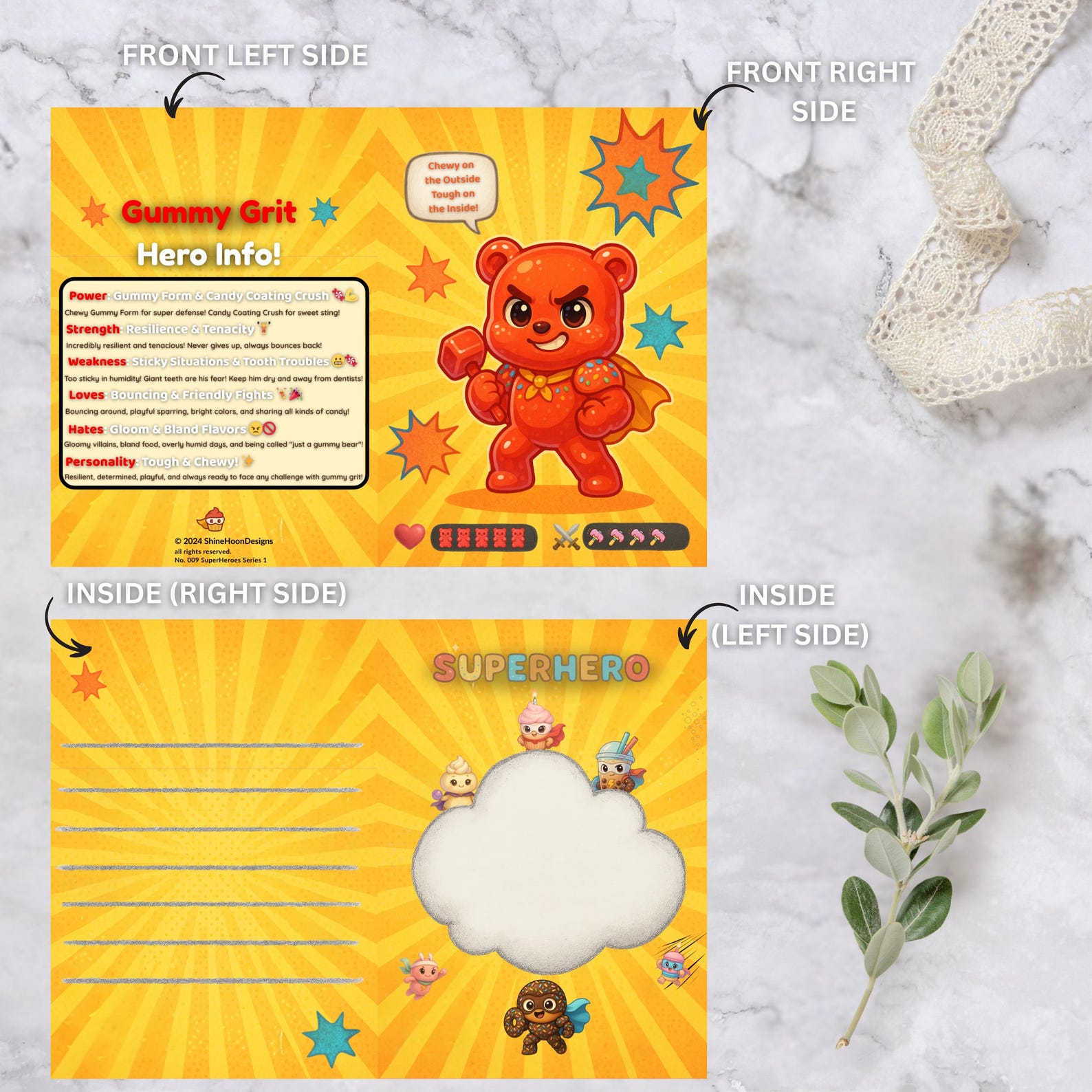 Gummy Grit Hero Printable| Cute Gummy Bear Superhero Digital Download ...