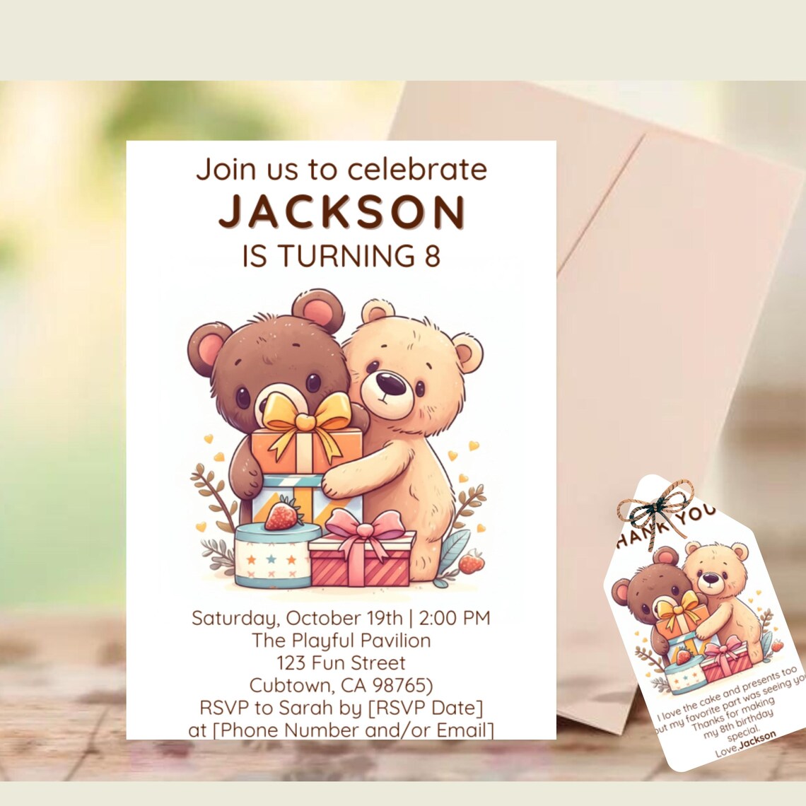 Editable Bear Birthday Invitation Template | Cute Bear Party Invite ...