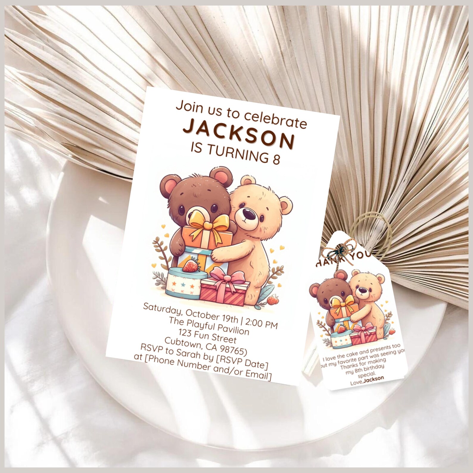 Editable Bear Birthday Invitation Template | Cute Bear Party Invite ...