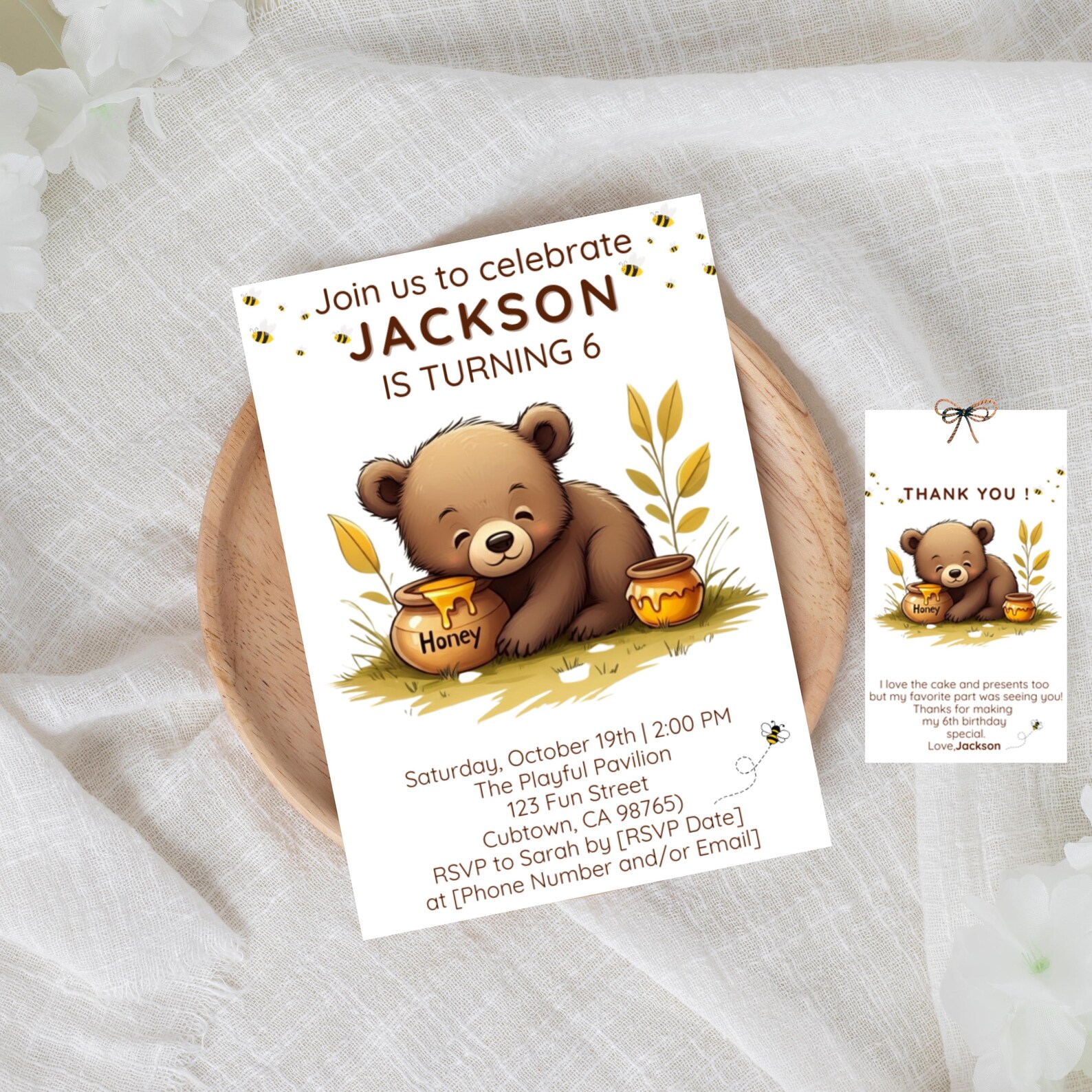 Editable Bear Birthday Invitation Template | Cute Bear Party Invite ...