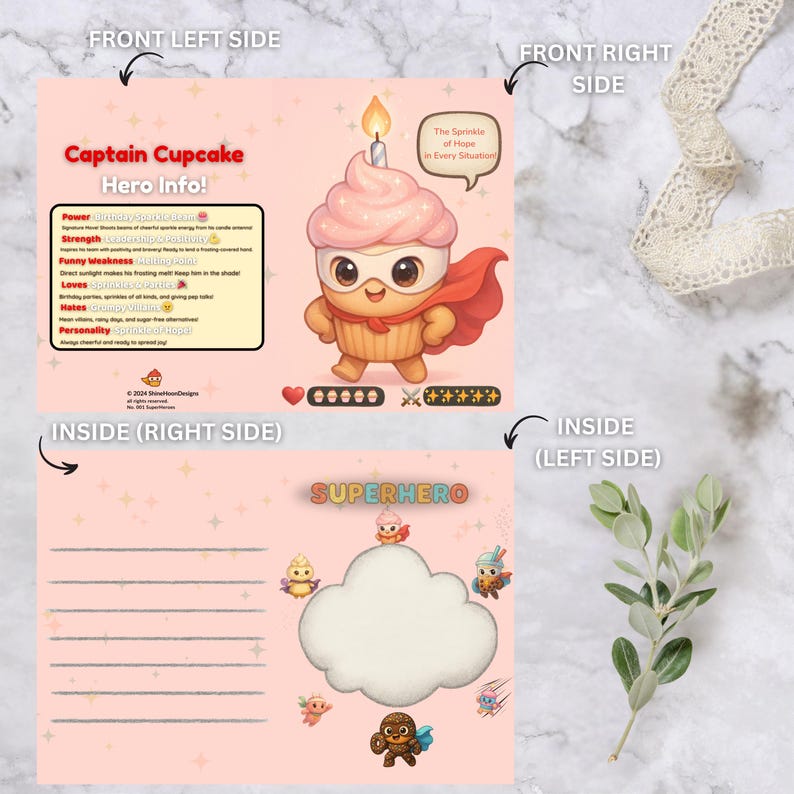 Captain Cupcake Kawaii Hero Printable| Cute Superhero Digital Download ...