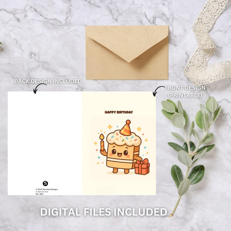Kawaii Cake Birthday Card Printable | Cute Editable Greeting Card ...