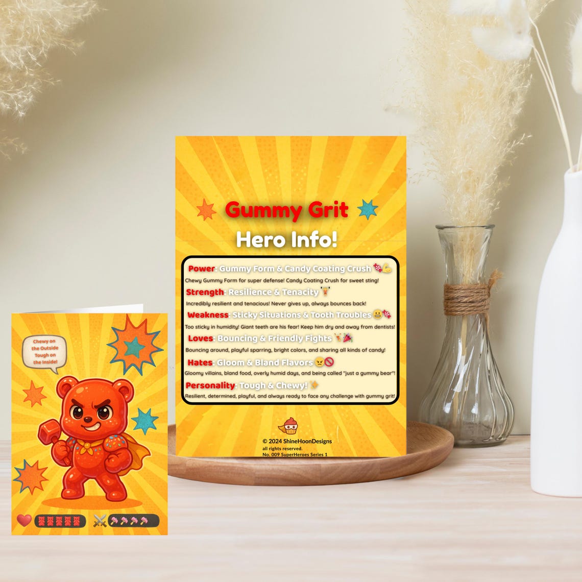Gummy Grit Hero Printable| Cute Gummy Bear Superhero Digital Download ...