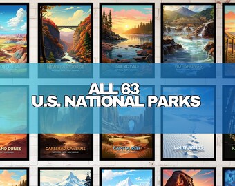 US National Parks Posters Set of All 63 National Parks Posters Prints ...