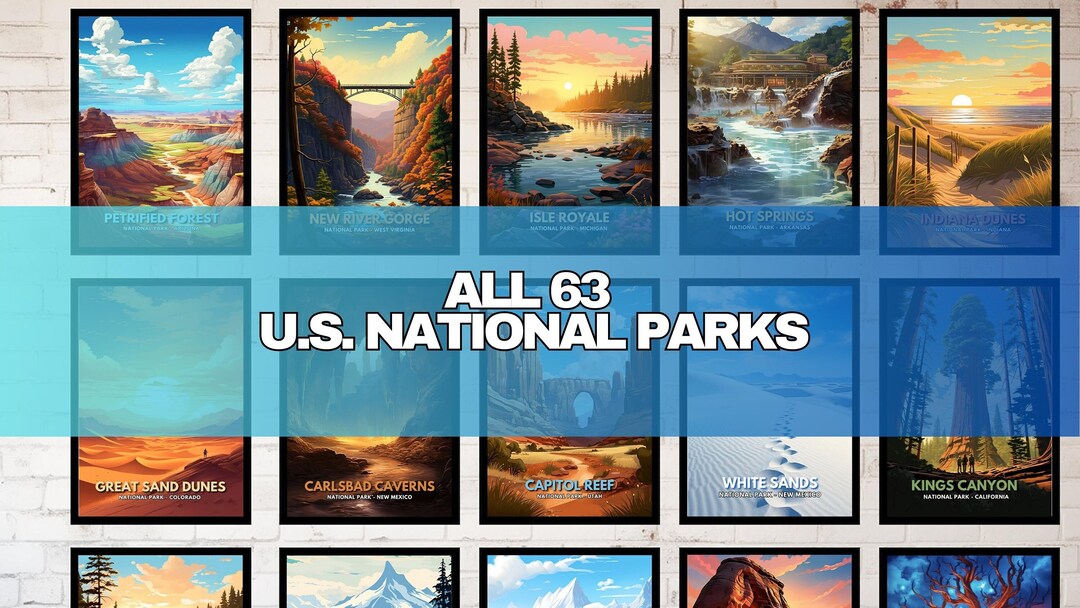 ALL 63 US National Parks Posters National Parks Posters Prints Living ...
