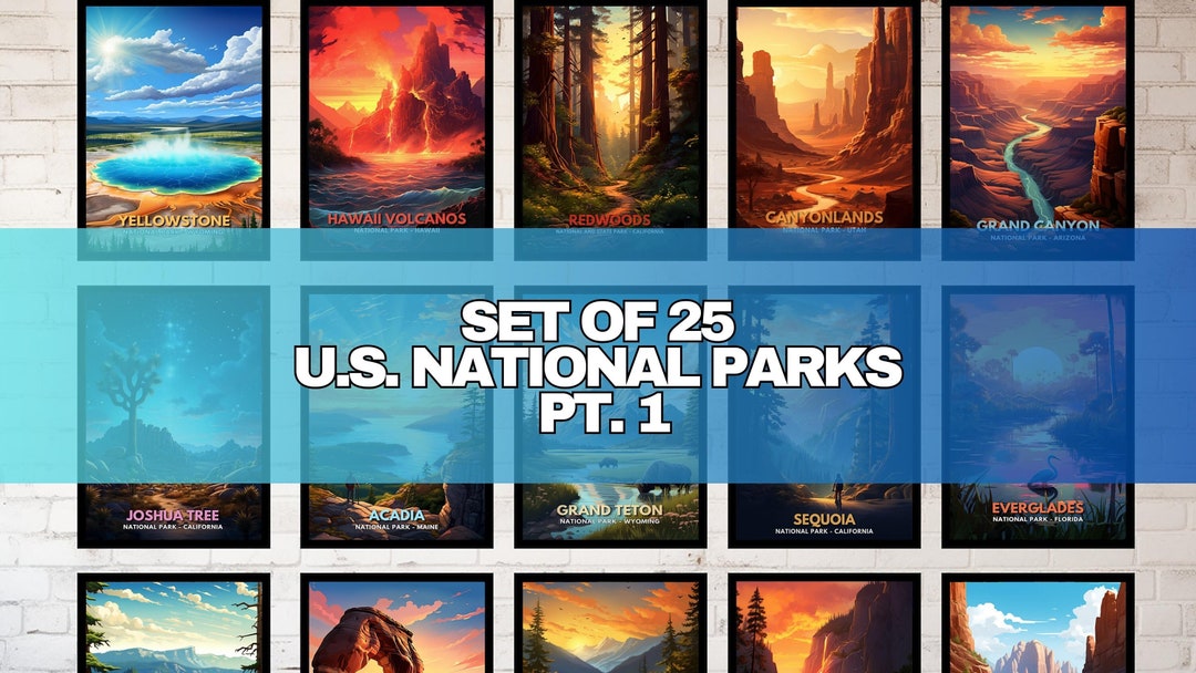 US National Parks Posters Set of 25 Pt.1 National Parks Posters Prints ...