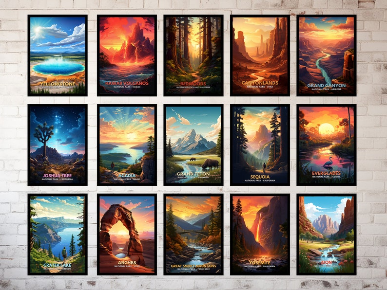 US National Parks Posters Set of 25 Pt.1 National Parks Posters Prints ...