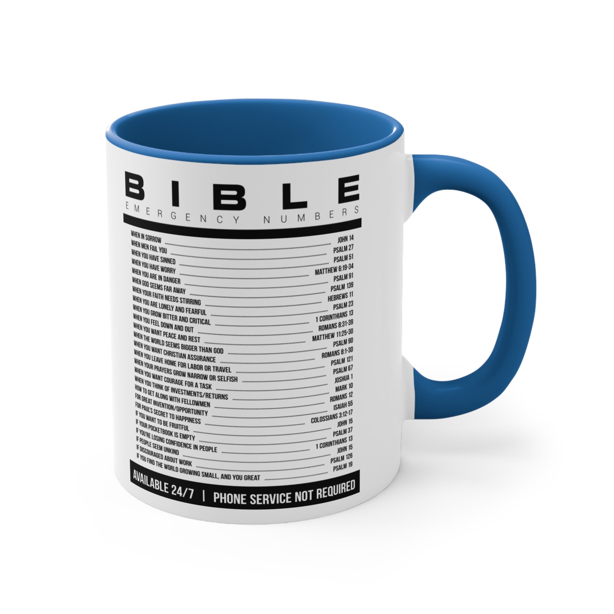 11 Oz. Bible Emergency Numbers Ceramic Mug With Bible Verses - Etsy