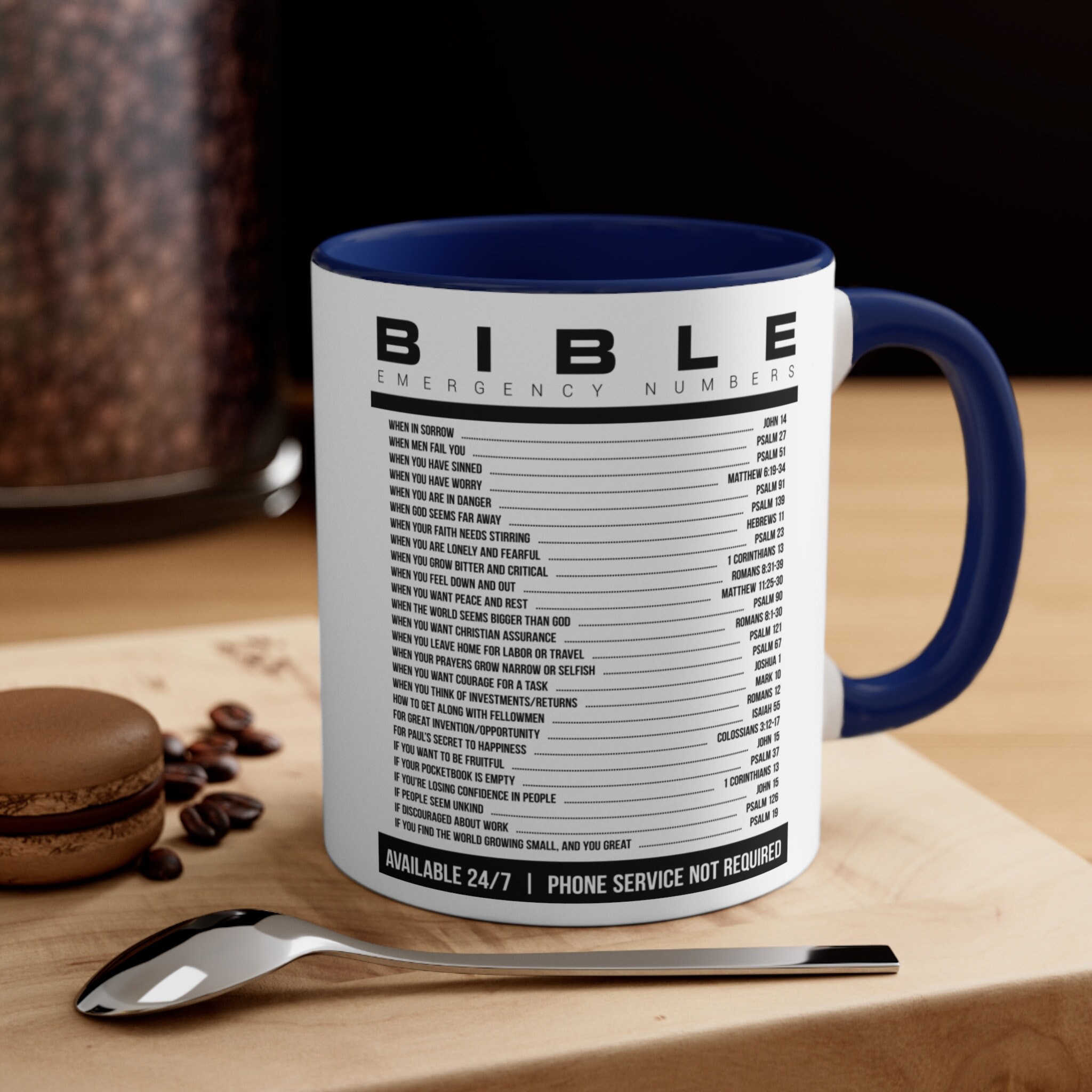 11 Oz. Bible Emergency Numbers Ceramic Mug With Bible Verses - Etsy