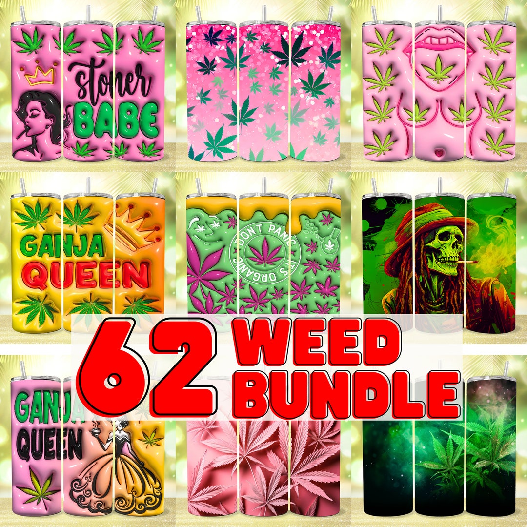 Bundle Weed Marijuana Tumbler Wrap Bundle, 20oz Skinny Tumbler ...