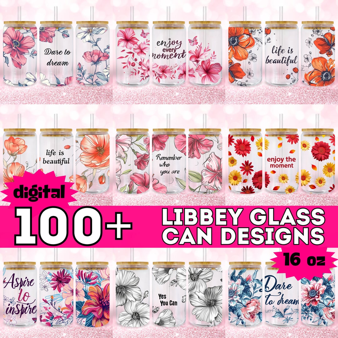 Bundle 16OZ Affirmation Libbey Glass Cup Wrap Sublimation Designs 16 Oz ...