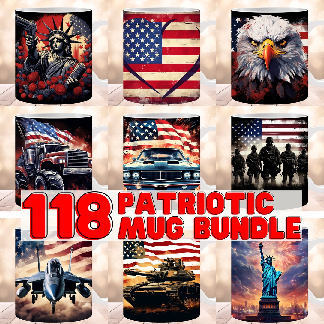 Bundle Military Patriotic USA Mug Wrap Bundle, 15oz 11oz Mug ...