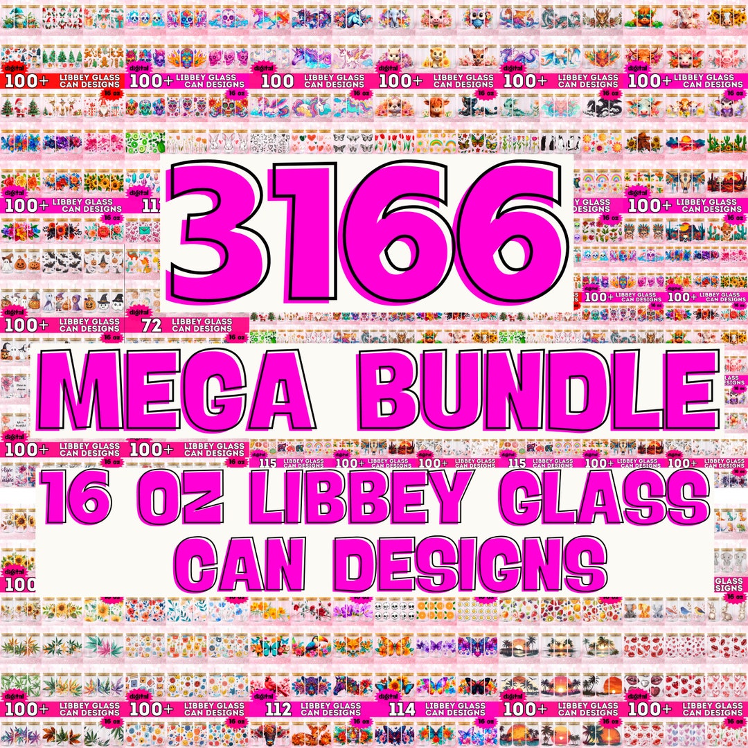 Bundle 16OZ Mega Bundle Libbey Glass Cup Wrap Sublimation Designs 16 Oz ...