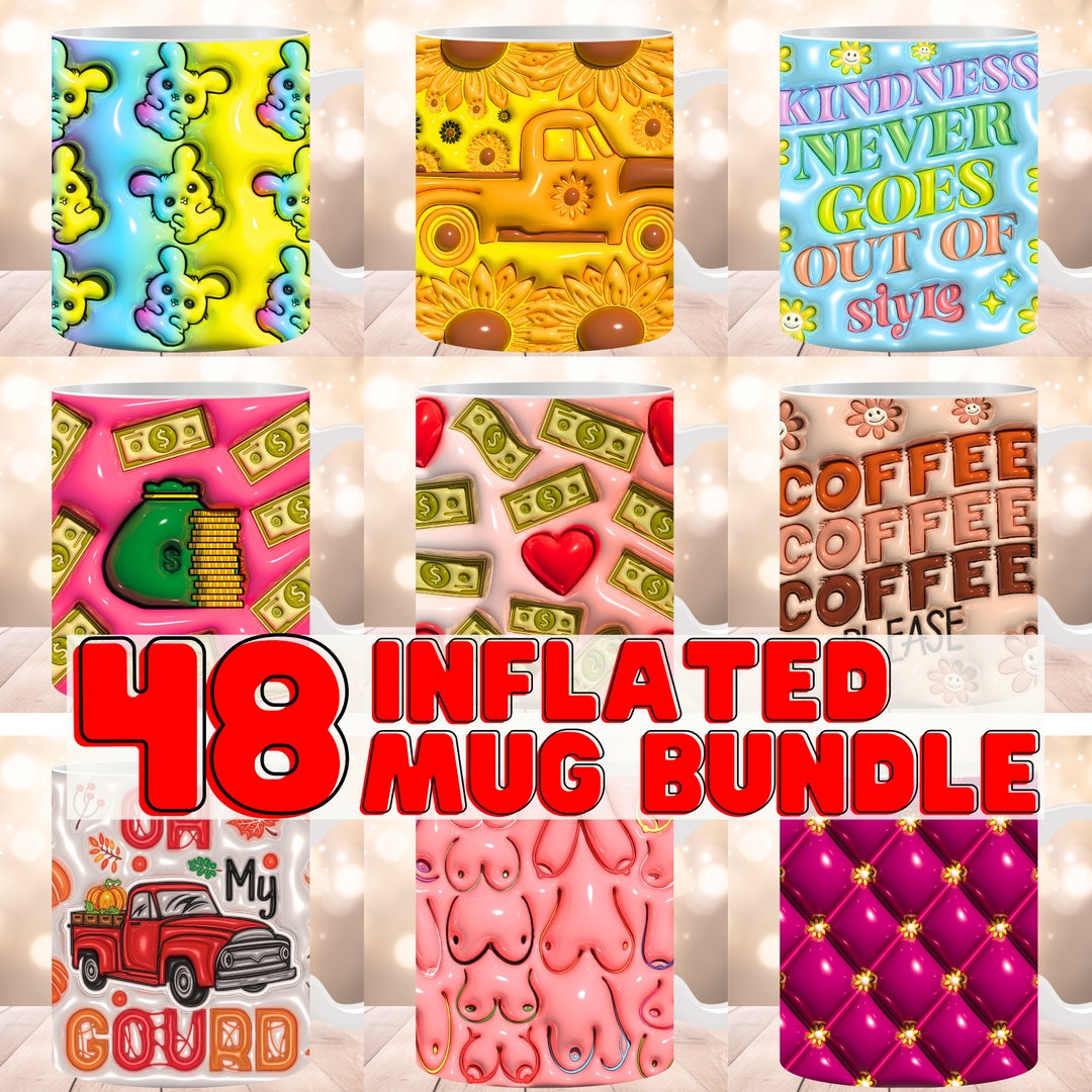 Bundle Inflated 3D Mug Wrap Bundle, 15oz 11oz Mug Sublimation Designs ...