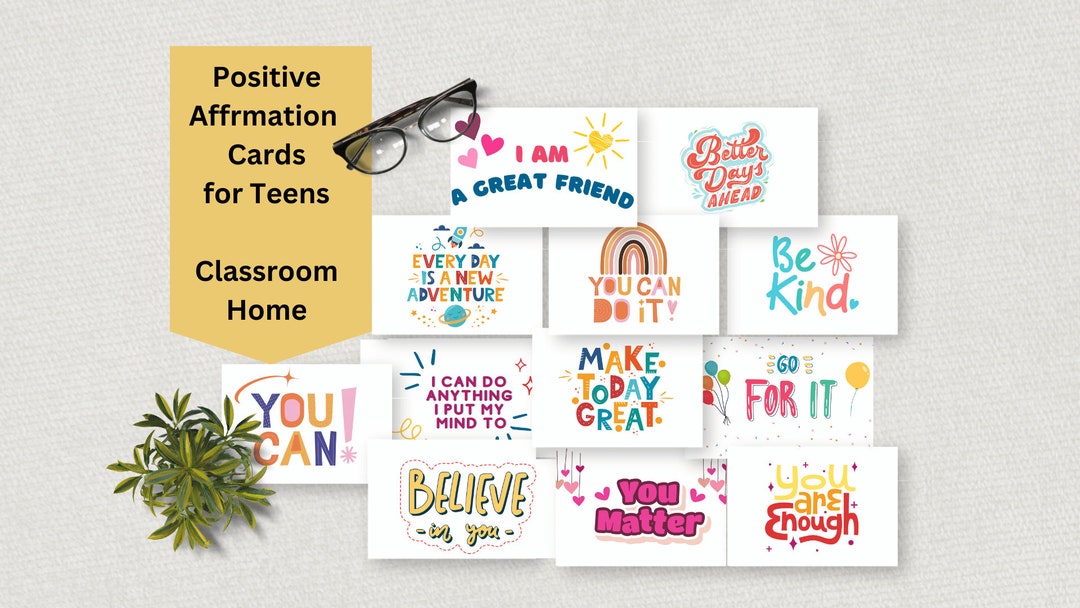 Teen Positive Affirmation Cards Set Daily Affirmation Set - Etsy