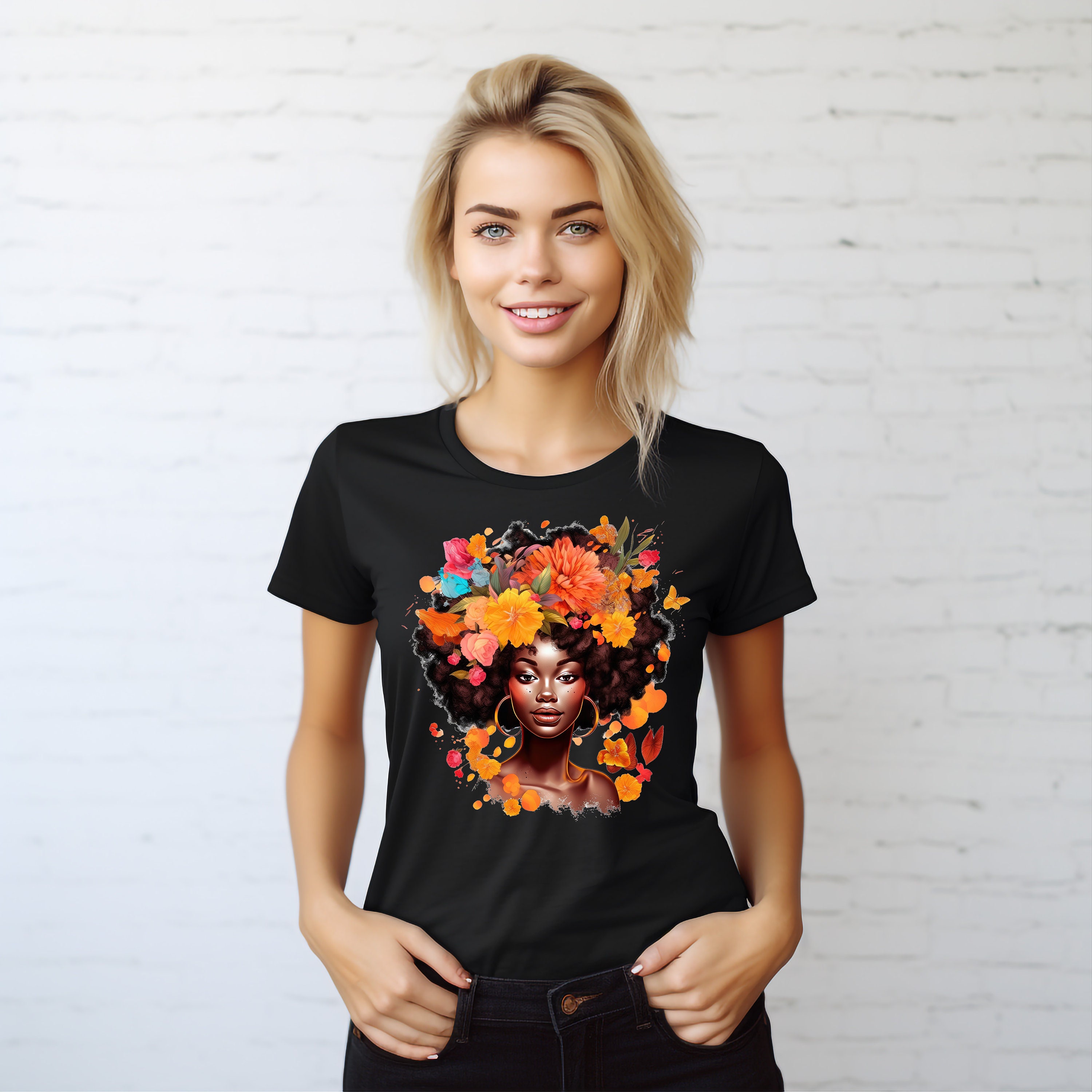 Black Woman T-shirt, Afro Woman Graphic Tees, Black Girls Gift, African American Tshirt ...