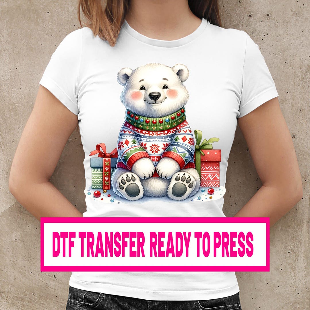Christmas Funnypolar Bear DTF Print, Ready to Press Dtf Transfers, Heat ...
