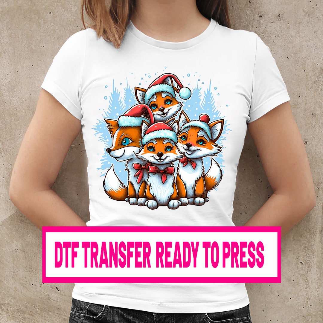 Christmas Fox Transfer DTF Print Ready Press Dtf Transfers Merry Bright ...