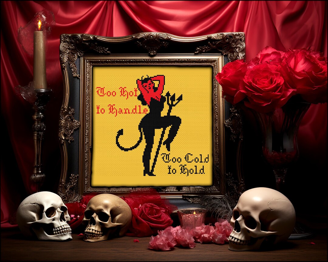 Pin-up Girl Devil Cross Stitch Pattern Halloween Gothic Sexy Snarky ...